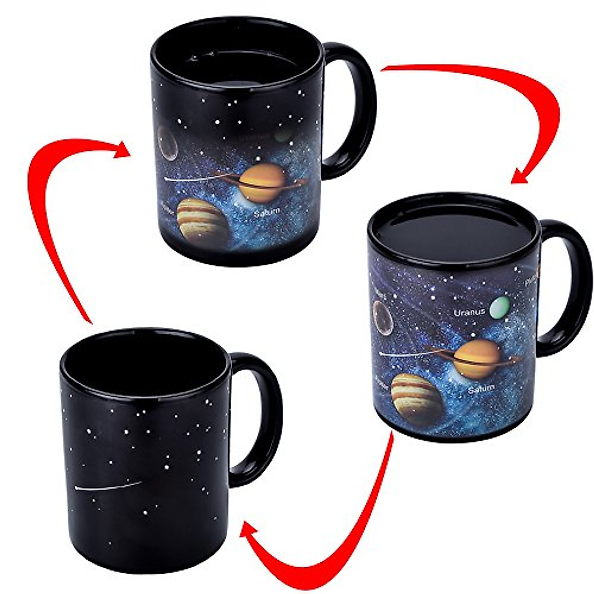 Antner Magic Heat Changing Coffee Mug Solar System Ceramic Heat Sensitive Color Changing Cup,12 oz