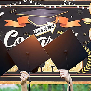 Didiseaon Graduation Backdrops for Photography 2023 Graduation Porch Sign Graduation Party Banner 2023 Graduation Backdrop Party Backdrop Curtain Gold Decor Prom Graduation Season Polyester