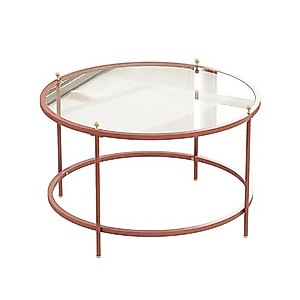 Round Coffee Table with Tempered Glass Tabletop and Metal Legs Gold Modern Contemporary Finish Includes Hardware
