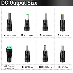 Universal AC Adapter, Waysse 12W 3V 4.5V 5V 6V 7.5V 9V 12V Adjustable Power Adapter Multi Voltage Switching Replacement Power Supply for Household Electronics and LED Strip