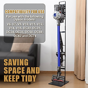 BRIGHTSHOW Vacuum Stand for Dyson V15 V11 V10 V8 V7 V6,Stable Metal Storage Bracket Holder for Handheld DC30 DC31 DC34 DC35 DC58 DC59 DC62 Cordless Vacuum Cleaners Accessories (Grey)
