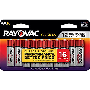 Rayovac Fusion AA Batteries and AAA Batteries, 16 Double A Batteries and 16 Triple A Batteries Combo Pack, 32 Count