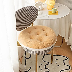 unlockgift Sherppa Round Chair Cushion 16 inch, Office Sedentary Butt Pillow, Decorative Seat Cushion for Rocking Chair,Couch,Bedroom,Car,Cream White