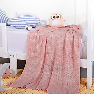 NTBAY Cooling Baby Blanket - Cable Knit Toddler Blanket - Rayon Derived from Bamboo, Soft and Breathable 30x40 Blanket, 30x40 Inches, Pink