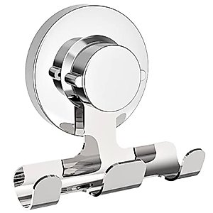 Suction Cup Hooks Razor Holder Powerful Vacuum Organizer for Towel, Razor, Coat, Bathrobe and Loofah 304 Stainless Steel Removable Hooks for Bathroom & Kitchen, Towel Hanger Storage (3 Hooks)