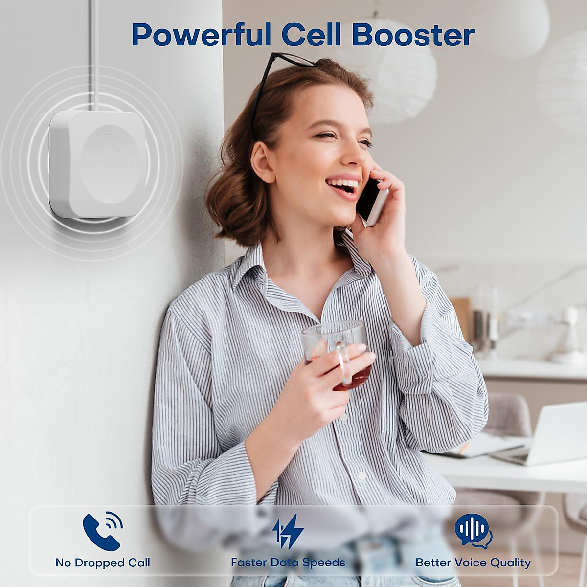 ZORIDA Cell Phone Signal Booster for Home and Office Up to 5500 sq ft Boost 5G 4G LTE for All US Carriers - Verizon AT&T T-Mobile & More, Cell Phone Booster with LCD & APP Service FCC Approved