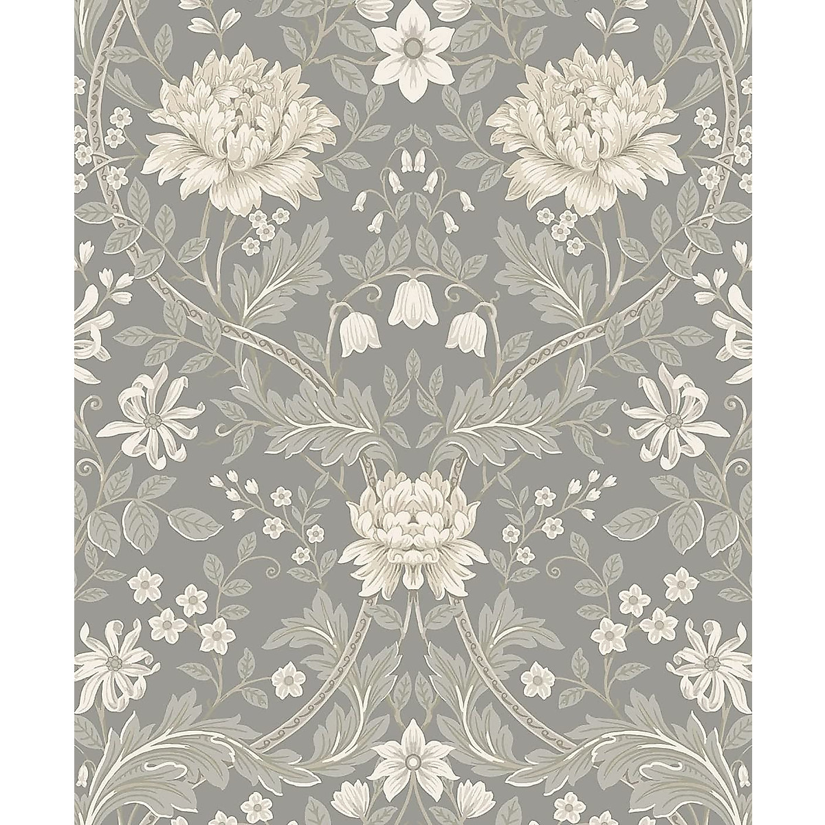 NextWall Honeysuckle Trail Floral Peel and Stick Wallpaper (Daydream Grey)