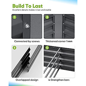 Quictent Galvanized Raised Garden Bed 6x3x1ft Thickened Metal Planter Box Hold 18cft Soil for Vegetables Corner Protector Bottomless Flowers Herbs Backyard Patio Tomato Cage Weed Barrier Included