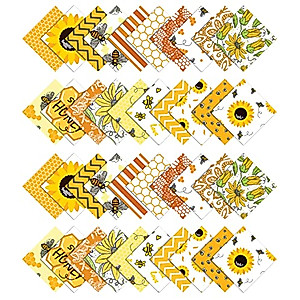 Soimoi Honey Bee Print Precut 5-inch Cotton Fabric Quilting Squares Charm Pack DIY Patchwork Sewing Craft- White & Yellow