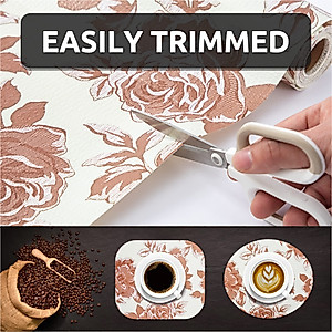 FIFTY FEET 12X120 Inch Shelf Liner for Kitchen Cabinets, PVC Drawer Liner for Dresser Non-Slip Bathroom, Non-Adhesive Cabinet Liner Washable (Red Flower)(1 Roll)