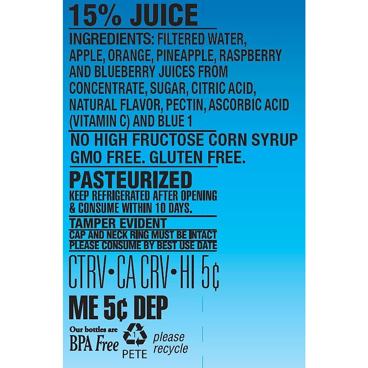 Langers Blue Raspberry Fruit Punch, 64fl oz (Pack of 8)