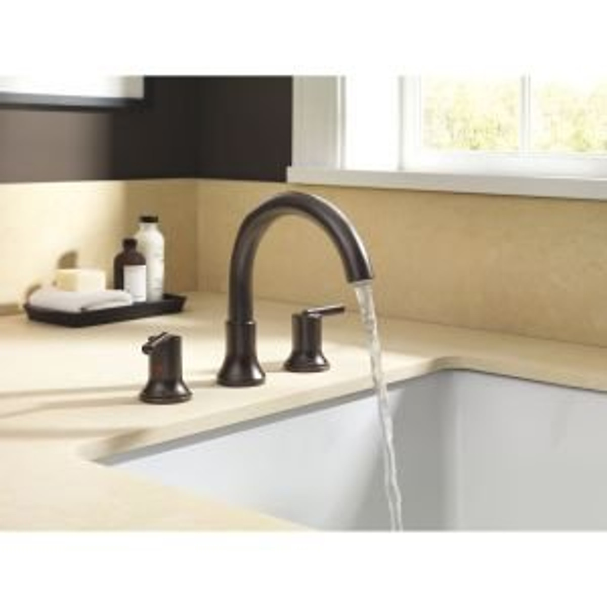 Delta Faucet Trinsic Roman Tub Trim - T2759-SS - Modern Bathroom Tub Faucet Set - Includes Tub Faucet & Handles - Stainless (Valve Sold Separately)