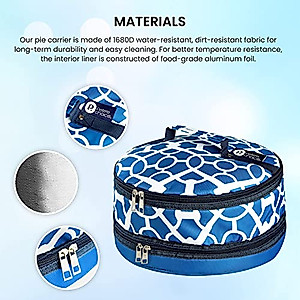 Pete's Choice Pie Carrier, Round Thermal Casserole Carrier, Reusable Insulated Lunch Cooler Bag, Lightweight and Durable, Bags for Picnic, Potluck Trip