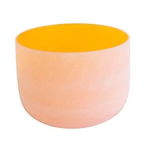ENERGYSOUND 440Hz Perfect Pitch D Note Sacral Chakra Orange Frosted Quartz Crystal Singing Bowl 10 inch mallet and o-ring included