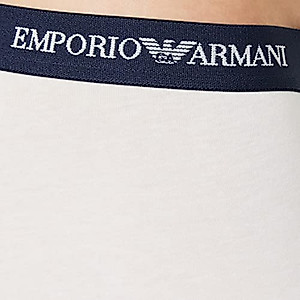 Emporio Armani Men's 2 Pack Cotton Trunk, White/Marine, Medium