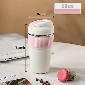 16 oz water bottle stainless steel water bottles with straw insulated sports water bottle travel water cup– leakproof design Keep 6H Piping Hot & 12H Cold