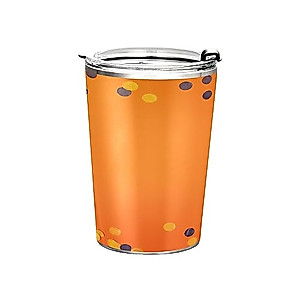 Jihqo Halloween Orange Polka Dots Tumbler with Lid and Straw, Insulated Stainless Steel Tumbler Cup, Double Walled Travel Coffee Mug Thermal Vacuum Cups for Hot & Cold Drinks 12oz