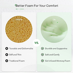 Novilla Memory Foam Mattress Topper Queen, Medium Firm Foam Mattress Topper Queen, 3 Inch Memory Foam Mattress Topper with Removable Cover, Cooling Gel Infused for Pressure Relief & Cooling Sleep