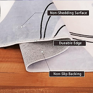 NEATIIP Abstract Botanical Print Rug for Living Room - Machine Washable 8x10 Area Rug Non-Slip Boho Rugs for Bedroom, Mid Century Modern Aesthetic Carpet for Dining Room Light Grey/Green