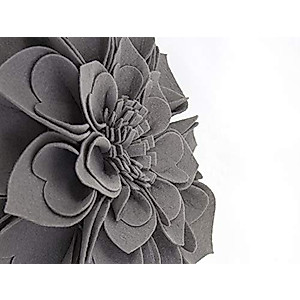 Fennco Styles Handmade 3D Heart-Shaped Petals Flower Decorative Throw Pillow Cover 13" Round - Slate Floral Pillow Case for Couch, Home Décor and Holiday, Housewarming Gift