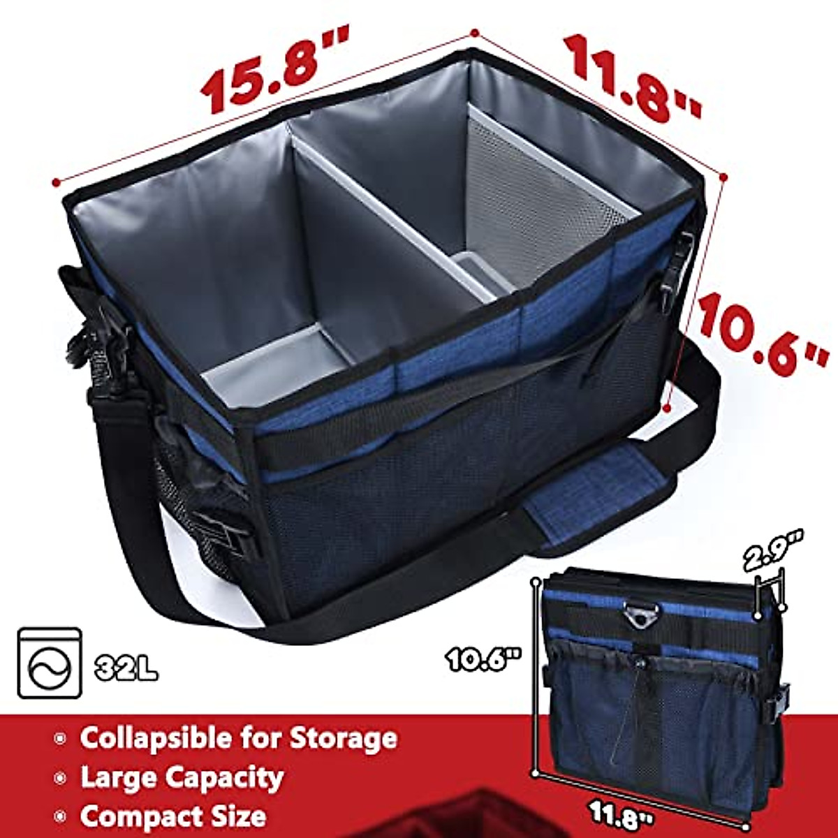 FANGSUN Large Grill and Picnic Caddy with Paper Towel Holder, BBQ Organizer for Utensil, Plate, Condiment, Collapsible & Easy Carry Griddle Caddy, Must Haves for Outdoor, Camper, Travel, Car, RV