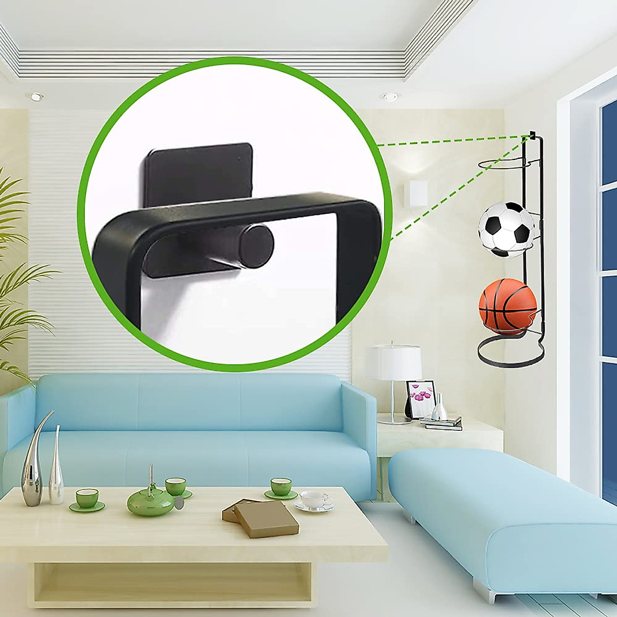 Basketball Ball Storage Rack, 3 Tier Cube Ball Storage Holder, Freestanding Garage Sport Equipment Organizer Innovative Indoor Removable Vertical Display Stand for Volleyball Football Basketball