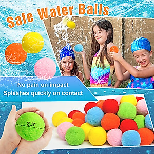 Korlon Tec 60 Pcs Reusable Water Balls, 2.5" Outdoor Water Toys Reusable Water Balloons for Kids, Summer Toys for Backyard Pool Trampoline Water Fun
