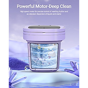 Portable Washing Machine, 11L Upgraded Large Capacity Mini Washer, Small Washing Machine for Apartments, Travel Laundry, Camping, RV, Dorm (Purple)