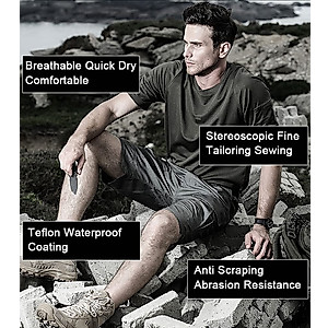 YAXHWIV Mens Tactical Shorts 11" Waterproof Hiking Fishing Breathable Quick Dry Cargo Short Shorts Regular(NO Belt) Grey