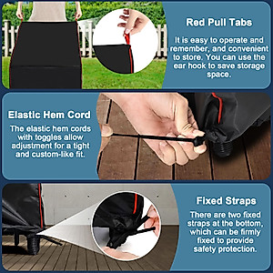 Outdoor Garden Furniture Chair Covers (29” W x 34” D x 35” H) Outdoor Patio Rocking Chair Covers, Outdoor Swivel Chair Cover, with Red Pull Tabs for Easy Use and Storage (1 Pack, Black)