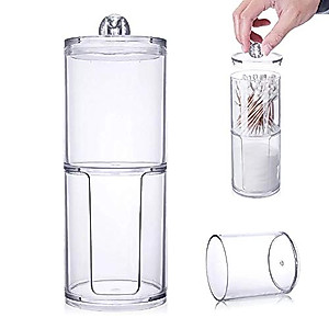Jupley Premium Quality Bathroom Accessory Acrylic Set - Qtip Dispenser, Cotton Tips, Cotton Balls, Cotton Pads, Make-up Sponge Holder