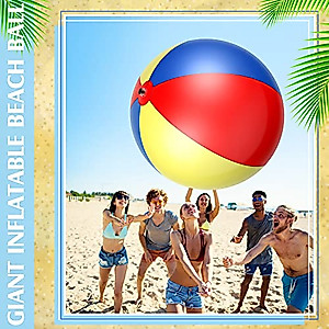78 Inch Giant Beach Ball Jumbo Inflatable Balls Oversized Adult Beach Toys Plastic Huge Water Balls for Swimming Pool Summer Beach Seaside Water Games Outdoor Indoor Party