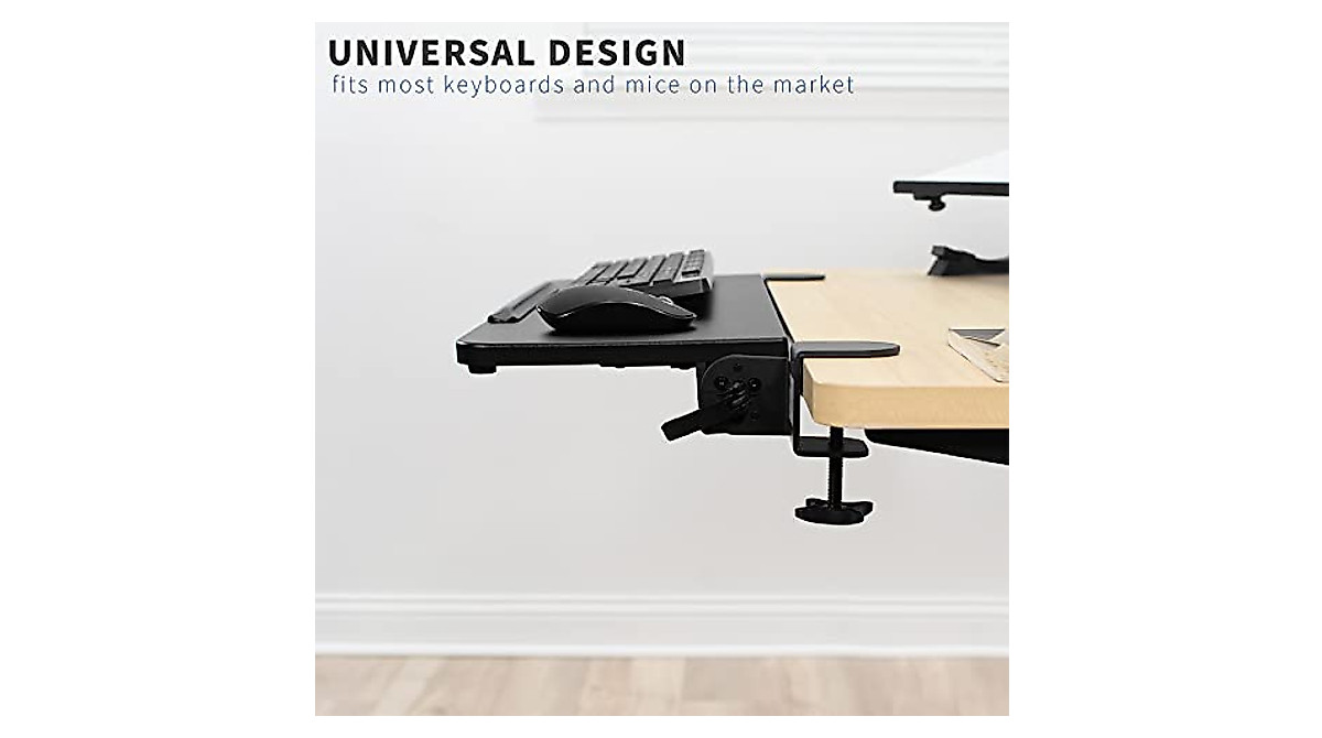 VIVO Clamp On Tilting Keyboard Tray for Ergonomic Typing