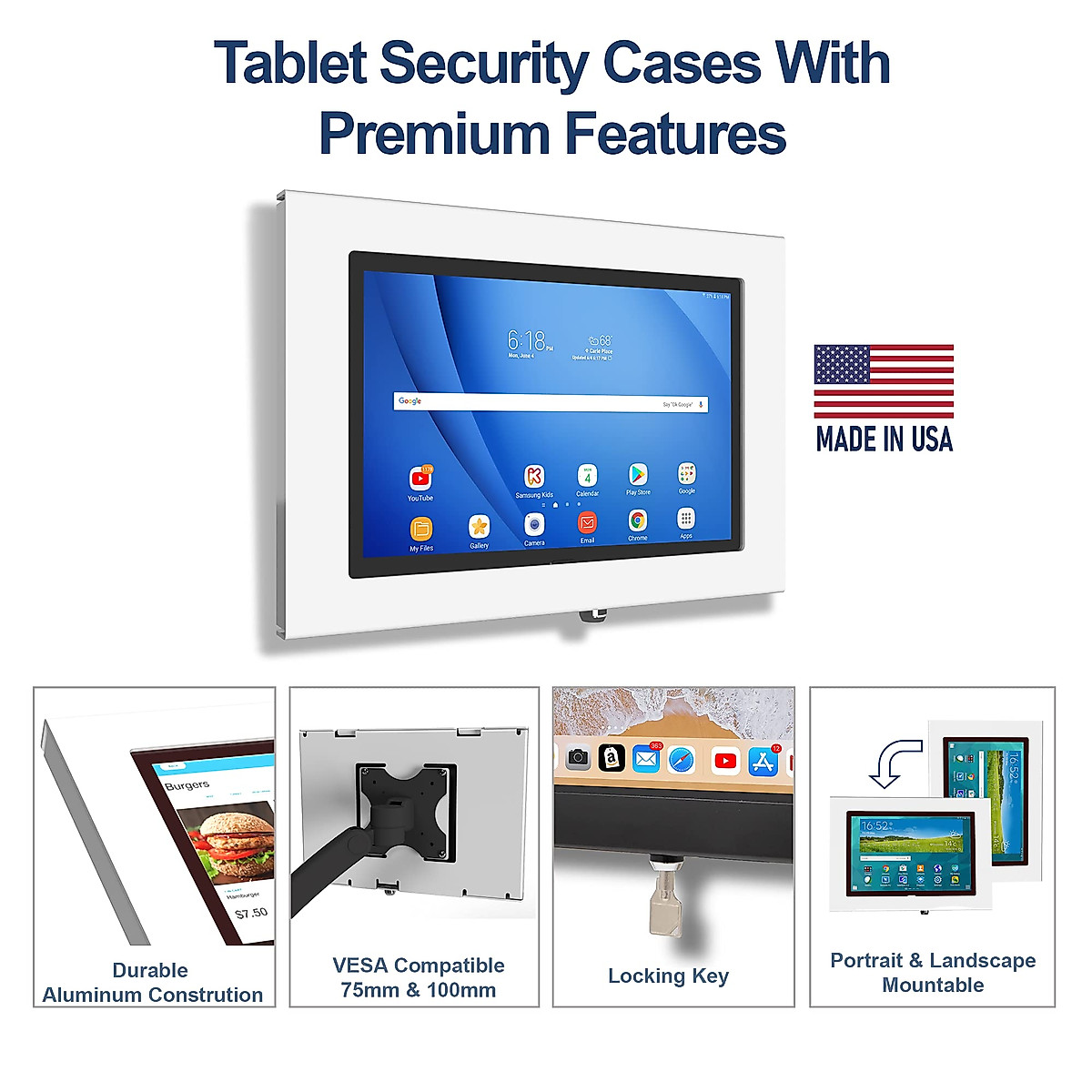 TABcare Locking Anti-Theft Metal Case for Samsung Galaxy TAB A 10.1 2019 Tablet for Kiosk, POS, Store, Show Display, Time Clock (TAB A 10.1 2019 SM-T510, Black)