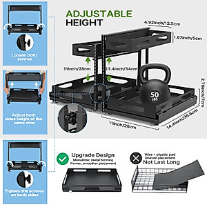 Slow Slog Under Sink Organizers and Storage, 2-Tier Sliding Under Sink Organizer, Under Cabinet Storage, Multi-Purpose Slide Out Sink Shelf, Under the Sink Organizer for Bathroom, Kitchen (Black)