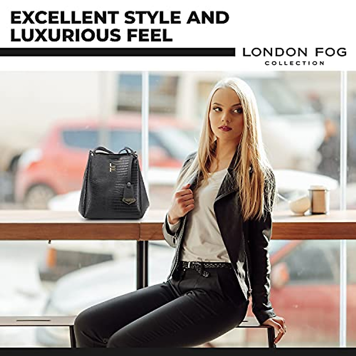LONDON FOG COCO Lizard Shoulder Bag for Women, Vegan Leather Handbags - Salmon Rose