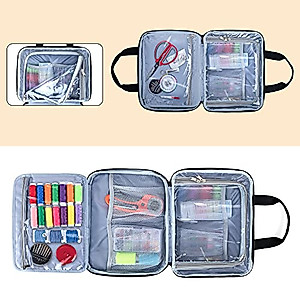 Luxja Large Sewing Organizer with 3 Inner Sections (Fold up Easily), Sewing Supply Organizer with Versatile Pockets (No Accessories Included), Purple