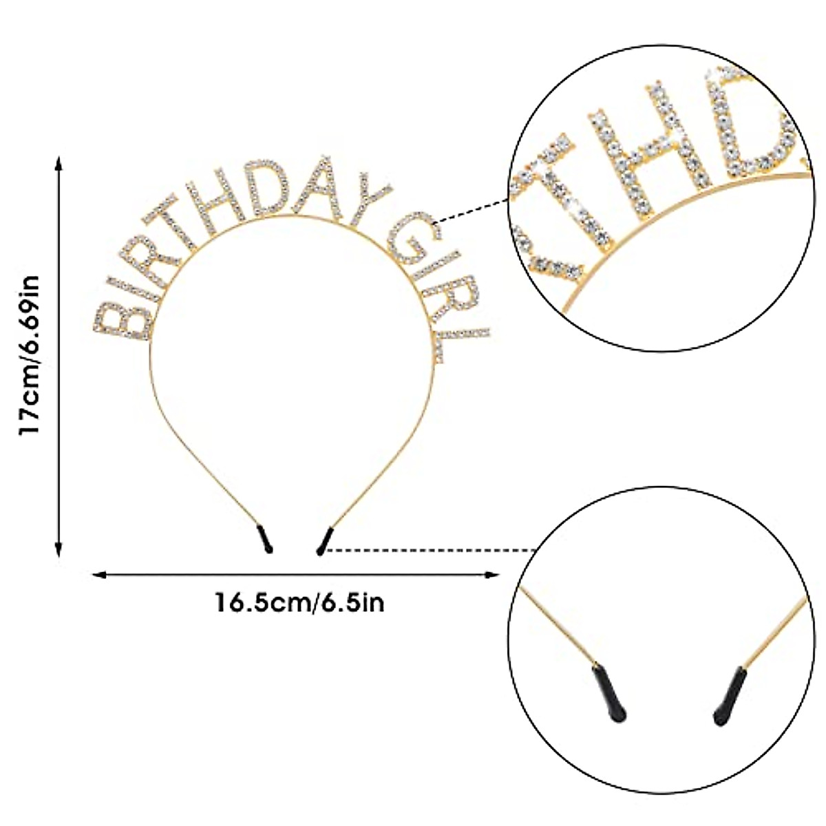 Sibba 1 PC Crown Happy Birthday Tiaras Princess Queen Decorations Party Accessories Rhinestone Headband Hairband Pin Headwear Headpiece Prom Photograph Women Girl