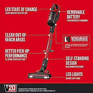 CRAFTSMAN V20 Cordless Stick Vacuum Kit, Removable Battery Included (CMCVS001D1)