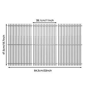 QuliMetal 18.7" Cooking Grates for Weber Genesis II 400 and Genesis II LX 400, Genesis II/LX E410 E415 E435 E440 S410 S415 S435 S440 Series Grills, Replaces for Weber 66089, 304 Stainless Steel