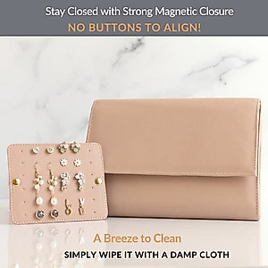 COSMIYA Luxury Vegan Leather Traveling Jewelry Organizer - Jewelry Roll, Travel Jewelry Bag, Jewelry Travel Organizer, Travel Necklace Earring Ring Organizer, Organizador De Joyas Para Mujer