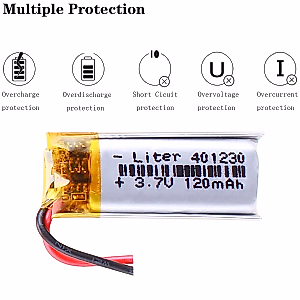 Liter energybattery 3.7V Lipo Battery 120mAh Rechargeable Lithium ion Polymer Battery 401230 Lithium Polymer ion Battery with Two Lines
