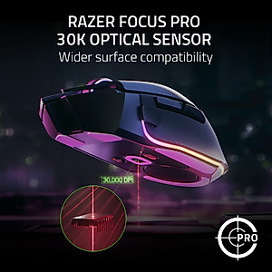 Razer Basilisk V3 Pro Customizable Wireless Gaming Mouse: Fast Optical Switches Gen-3 - HyperScroll Tilt Wheel - Chroma RGB - 11 Programmable Buttons - Focus Pro 30K Sensor - Classic Black