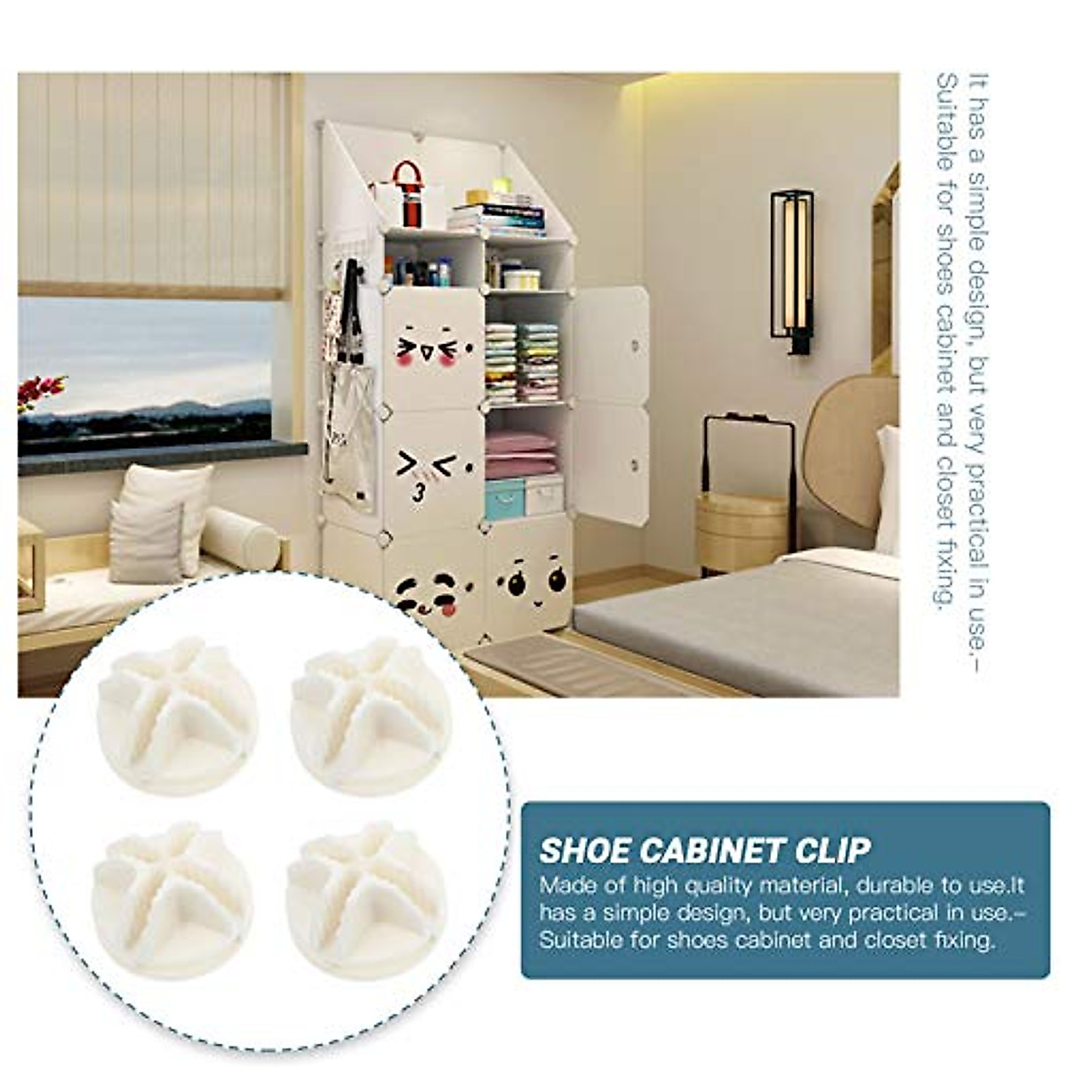 Cabilock 20pcs White Wire Cube Plastic Connectors for Modular Storage Organizer Closet and Wire Shelving Closet Clasp Buckle Clip Buttons