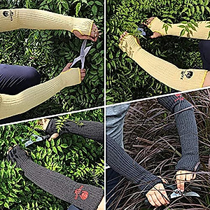 IMENORY Kevlar-Sleeves Arm Protection Sleeves with Thumb Hole, [18" Inch Long, 9"-14" Wide] Safety Arm Guide Cut, Heat Resistant Protective Mechanic Sleeves for Men, Women 1Pair - Black [Newest 2023]