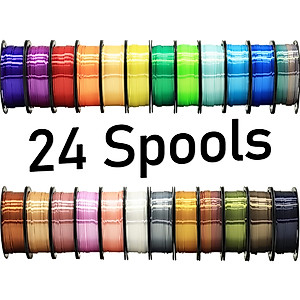 24 Colors 1.75mm Silk Shiny PLA Filament Bundle Pack, It Include 24 Silk Shiny Luster Beautiful Bright Colors, Each Spool 250g, 24 Spools Packed, Total 6Kg 3D Printer Filament Material by MIKA3D
