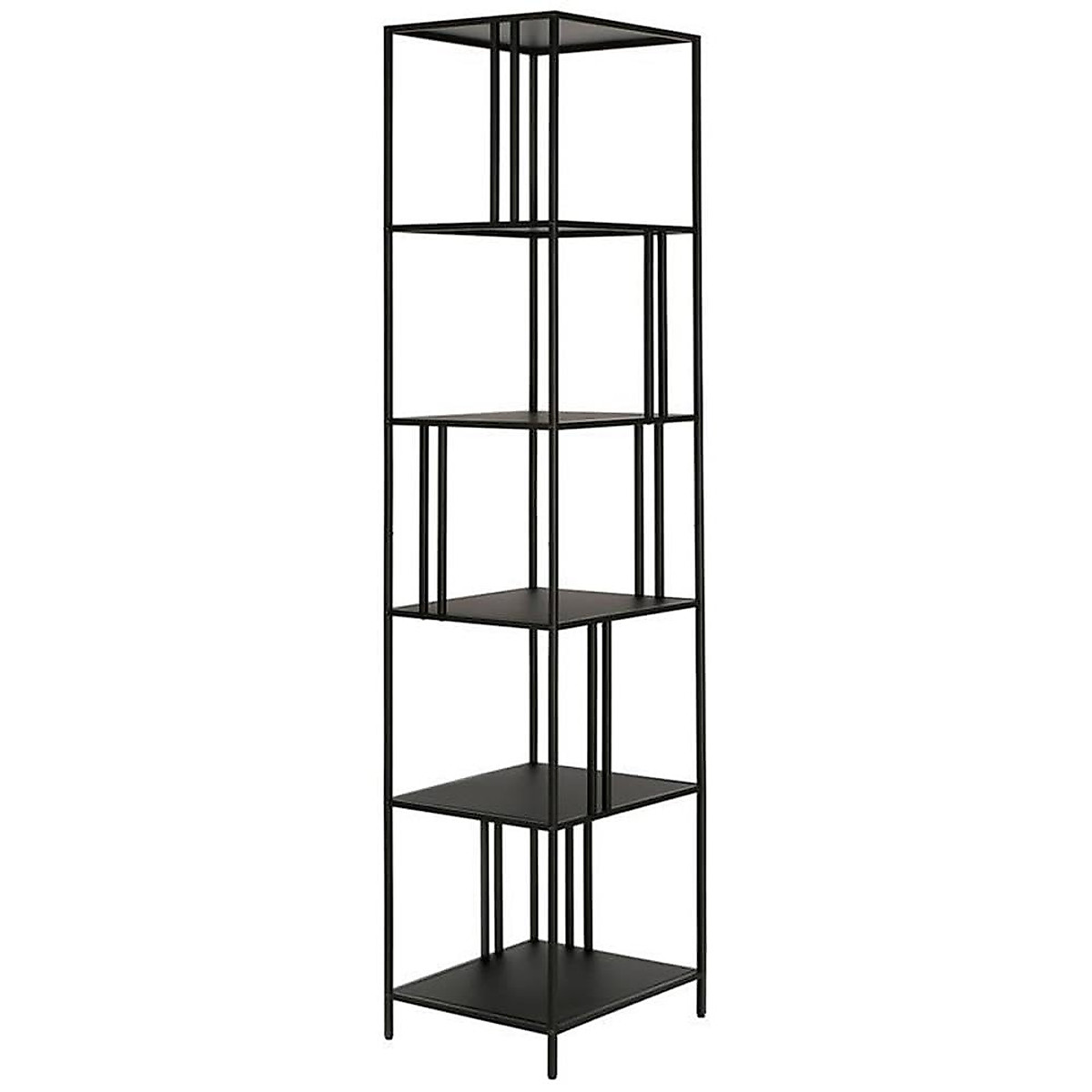 Henn&Hart 18" Wide Rectangular Bookcase in Blackened Bronze, for Home Office, Living Room