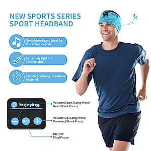 SKYEOL Sleep Headphones, Wireless Headband with Zip Pocket Wireless Music Sport Headbands with Ultra-Thin HD Stereo Speakers for Side Sleepers, Meditation,Relaxation and Sport