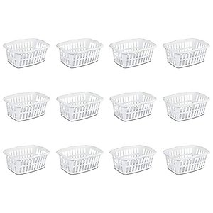 Sterilite 12458012 1.5 Bushel/53 Liter Rectangular Laundry Basket, White (Pack of 12)