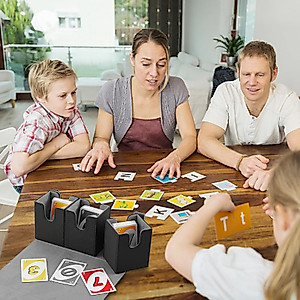 FOTEEMO Card Deck Box for MTG, 3 in 1 Commander Deck Box Deck Box Trading Card Deck Storage Box Holding 300+ Sleeved Cards Magic Commander TCG CCG Sports Card Box (Black and Grey)